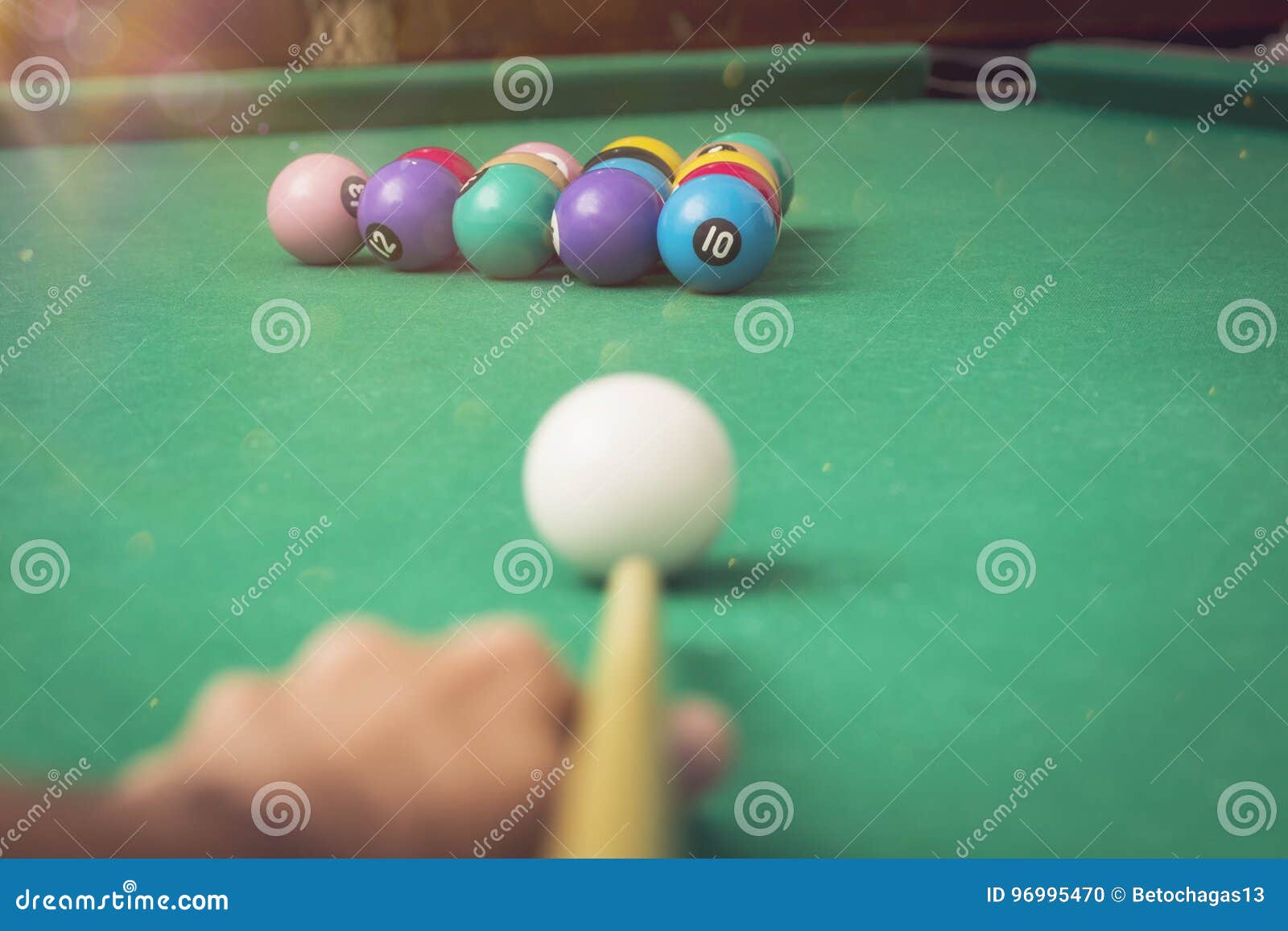 Man Playing Billiards in a Pool Table. Stock Photo - Image of game ...