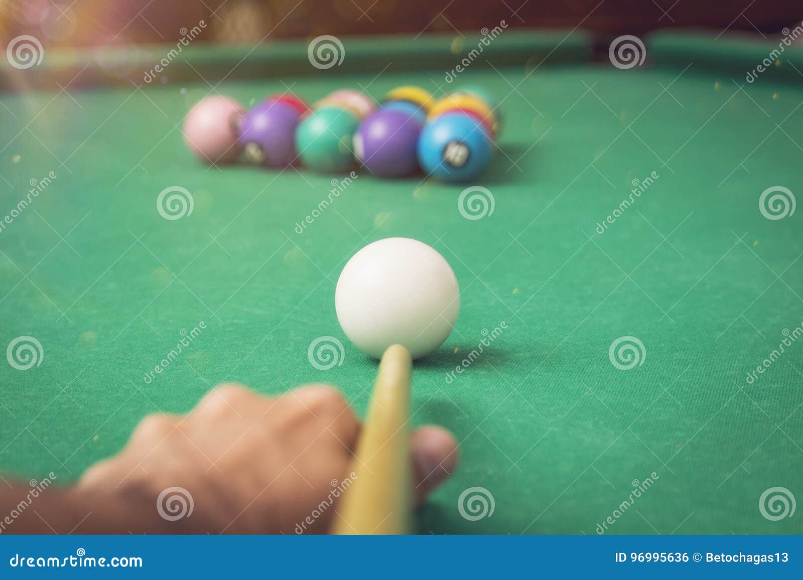 Man Playing Billiards in a Pool Table. Stock Photo - Image of aiming ...