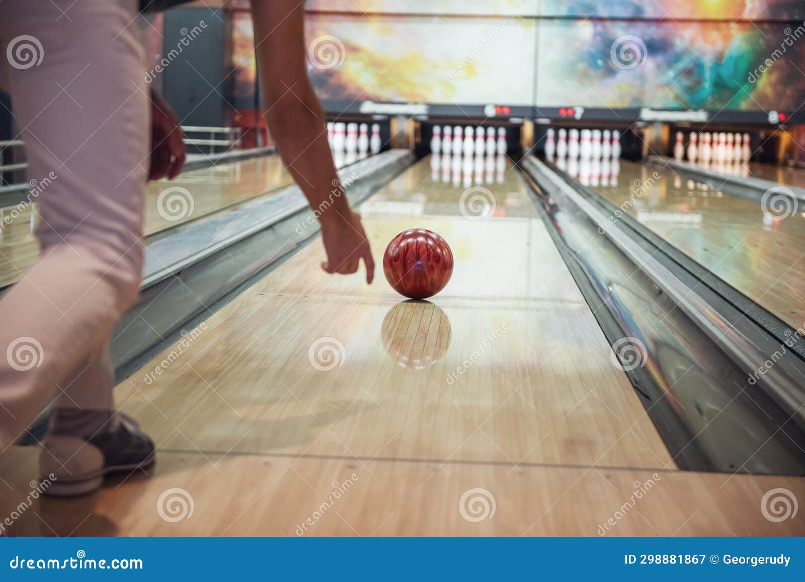 Man playing bowling stock image. Image of entertainment - 298881867