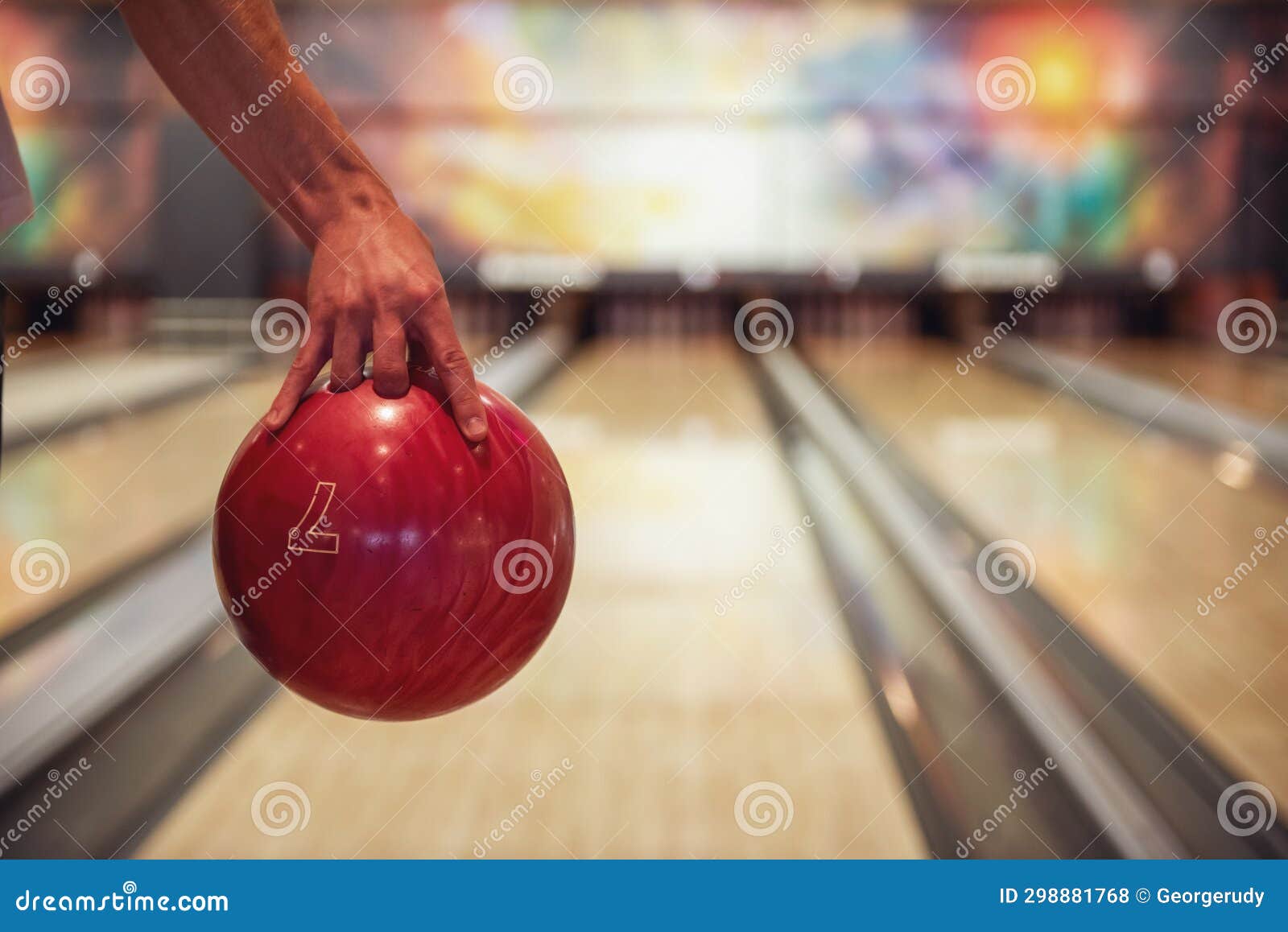 Man playing bowling stock photo. Image of indoors, caucasian - 298881768
