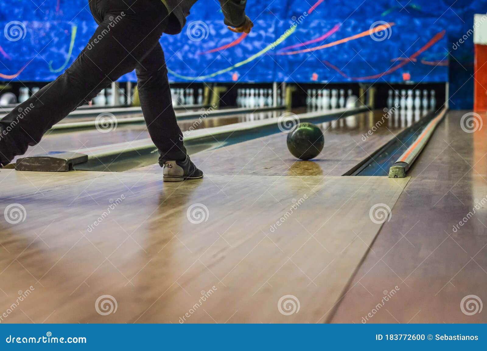 Man Playing Bowling Seen from the Back Stock Photo - Image of club ...