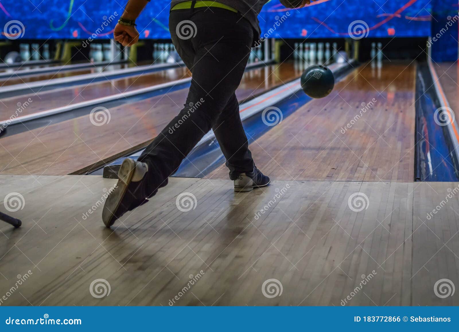 Man Playing Bowling Seen from the Back Stock Photo - Image of bowling ...
