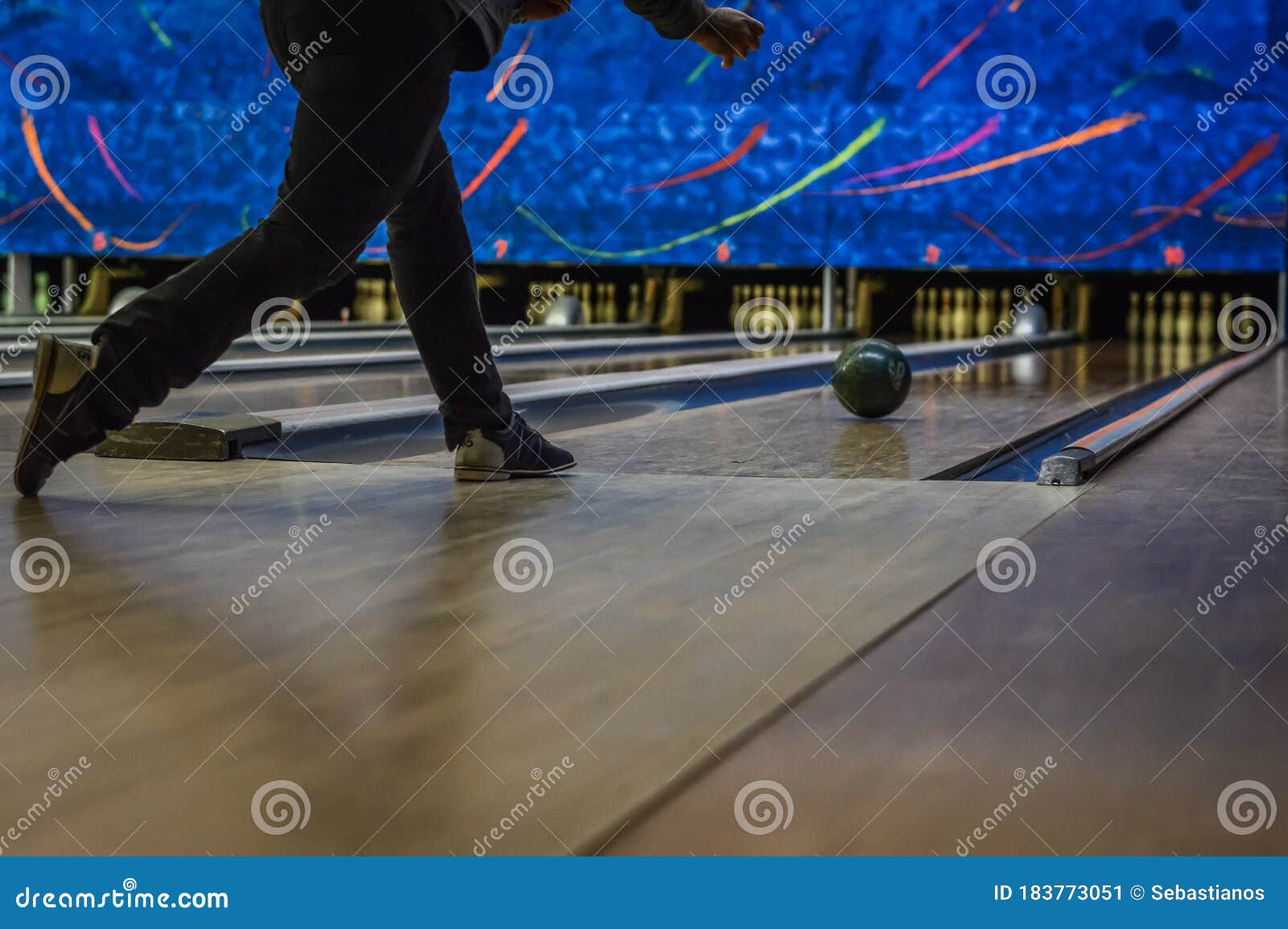 Man Playing Bowling Seen from the Back Stock Image - Image of leisure ...