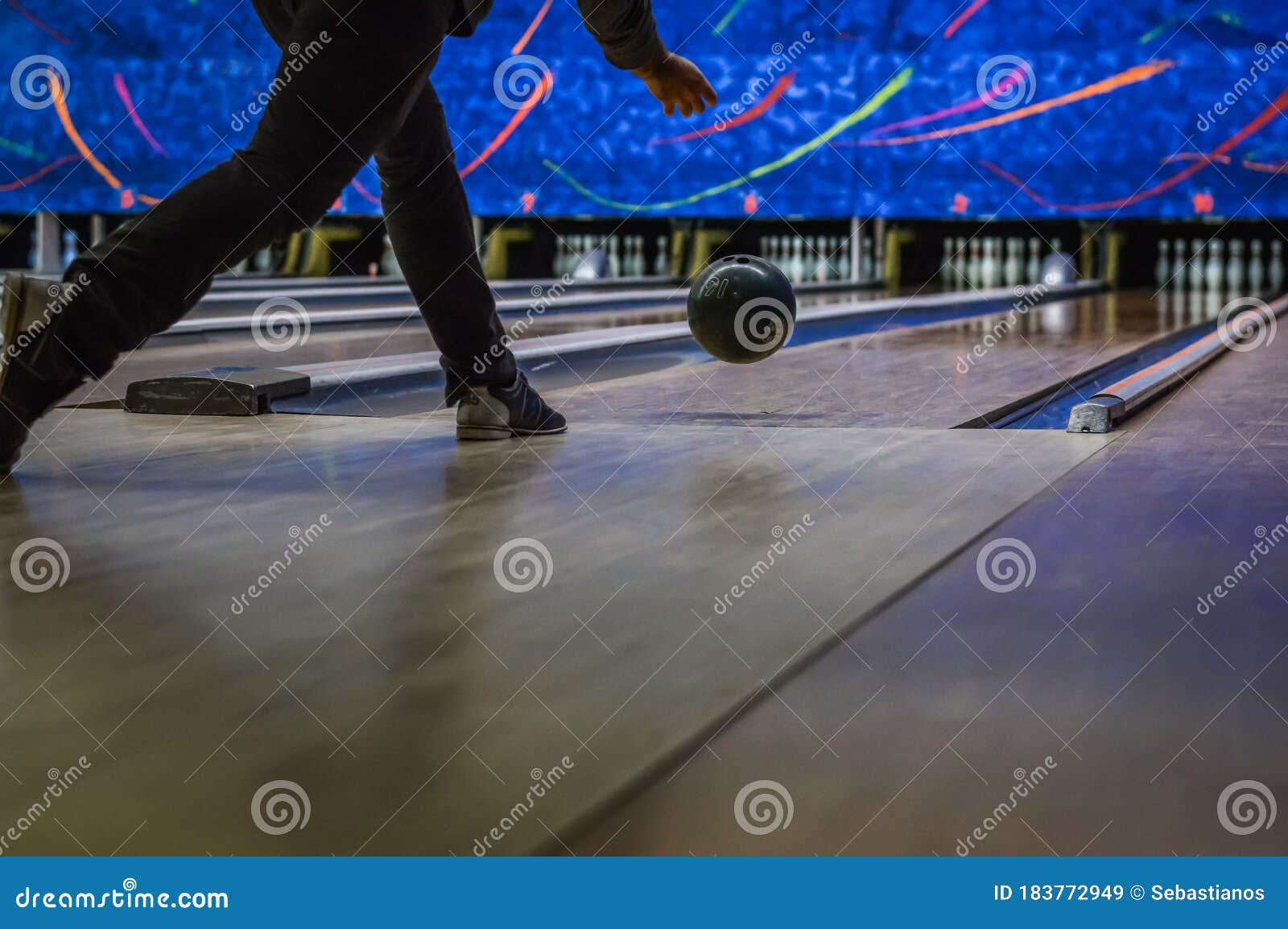 Man Playing Bowling Seen from the Back Stock Image - Image of bowler ...