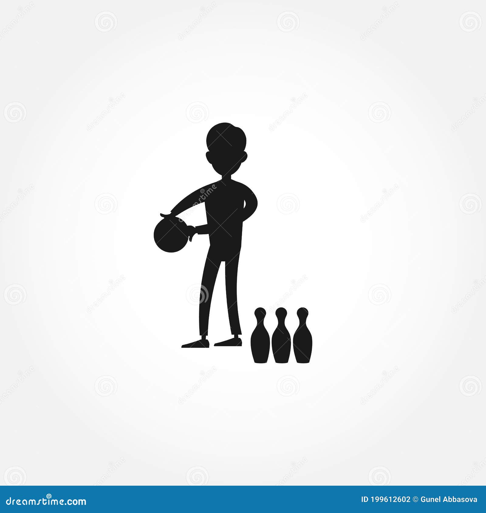 Man Playing Bowling Silhouette Icon Stock Vector - Illustration of ...