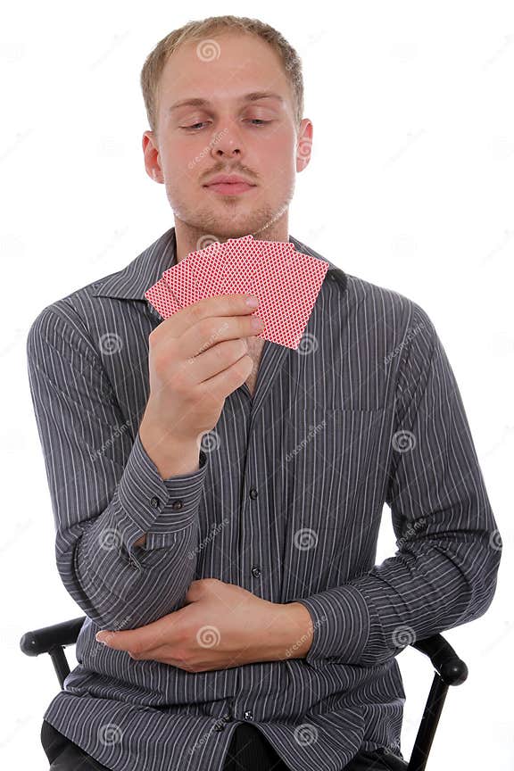 Man playing cards stock image. Image of staring, stare - 22399439
