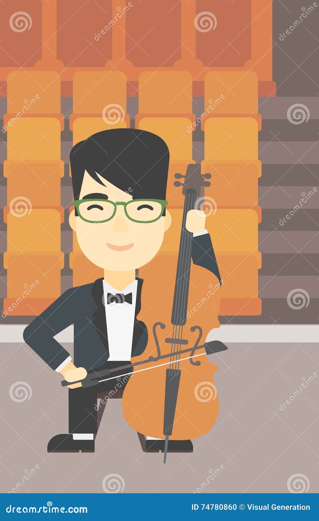 Man Playing Cello Vector Illustration. Stock Vector - Illustration of ...