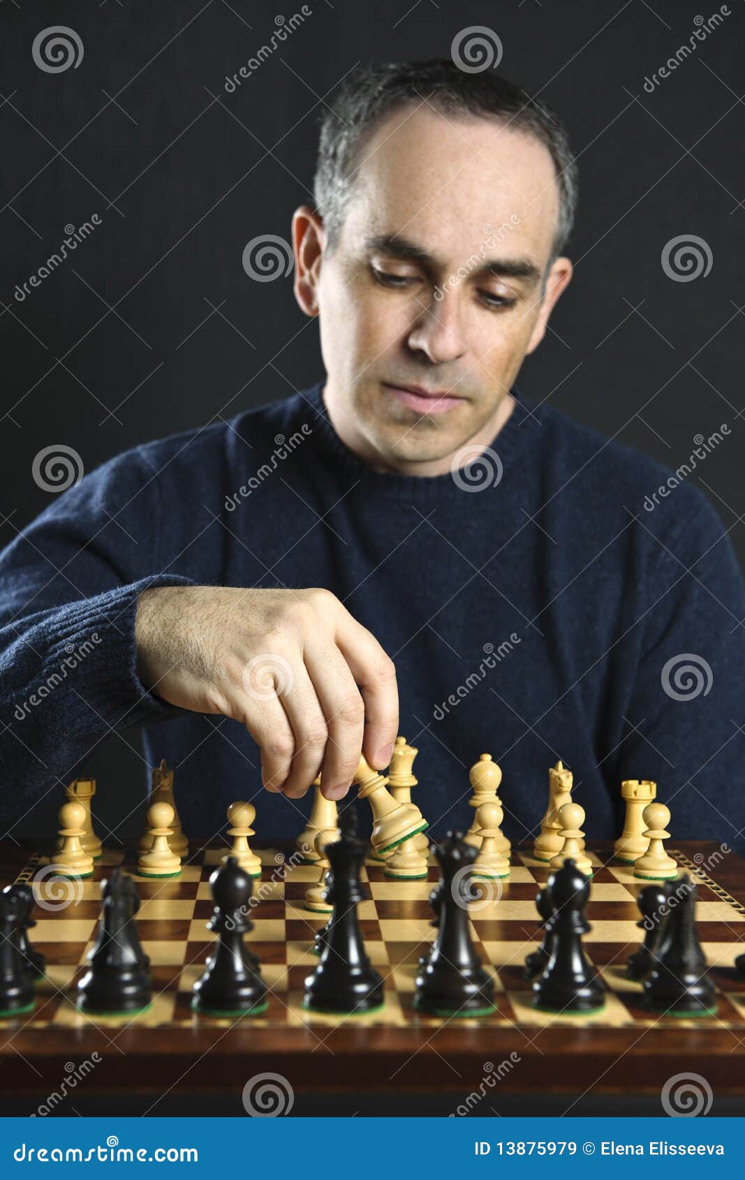 Man playing chess stock image. Image of chessboard, hand - 13875979