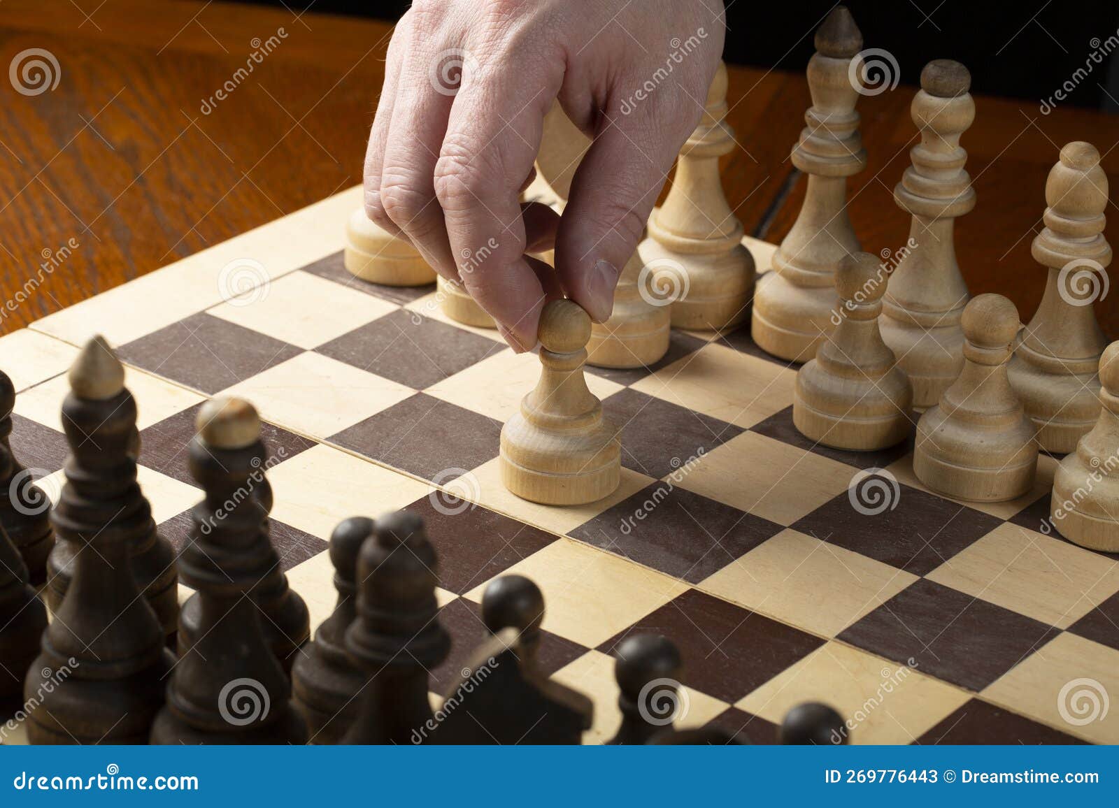 A Man is Playing Chess.Close-up Stock Image - Image of checkmate ...