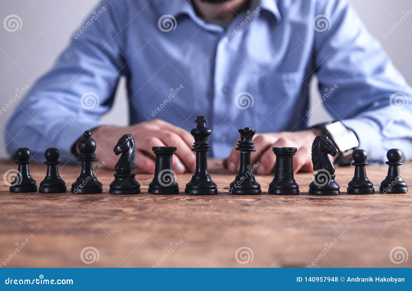 Man Playing Chess. Competition Strategy Concept Stock Photo - Image of ...