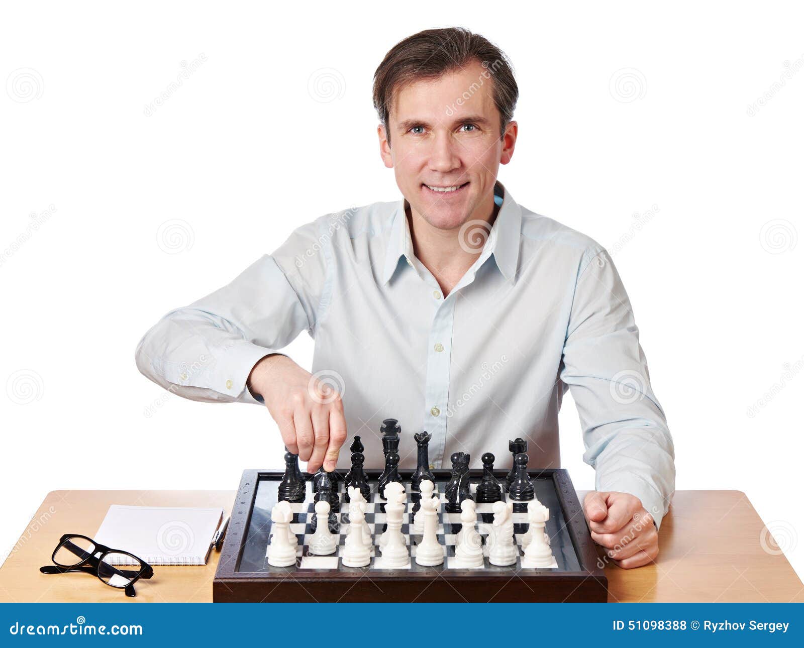 Man playing chess isolated stock photo. Image of leisure - 51098388