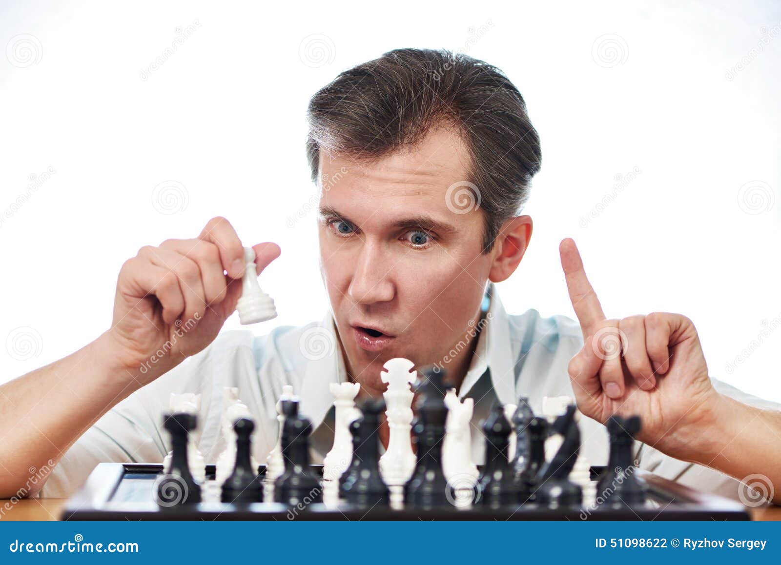Man playing chess isolated stock photo. Image of desk - 51098622