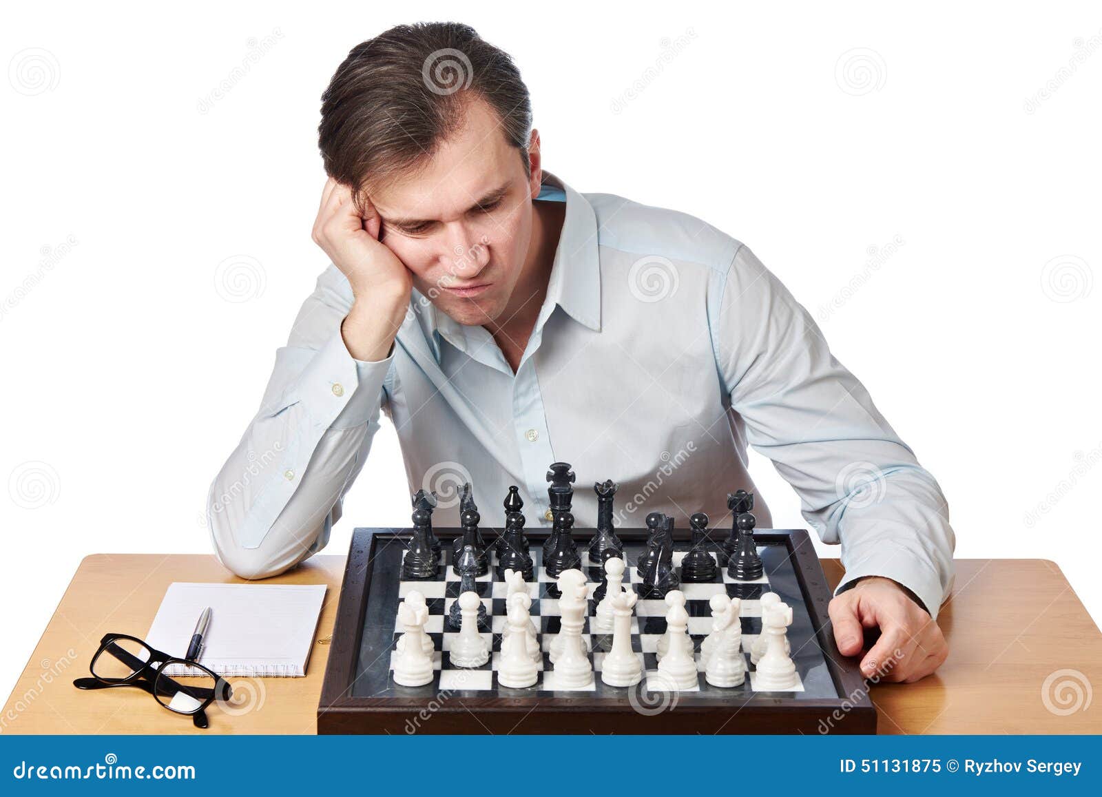 Man playing chess isolated stock image. Image of board - 51131875