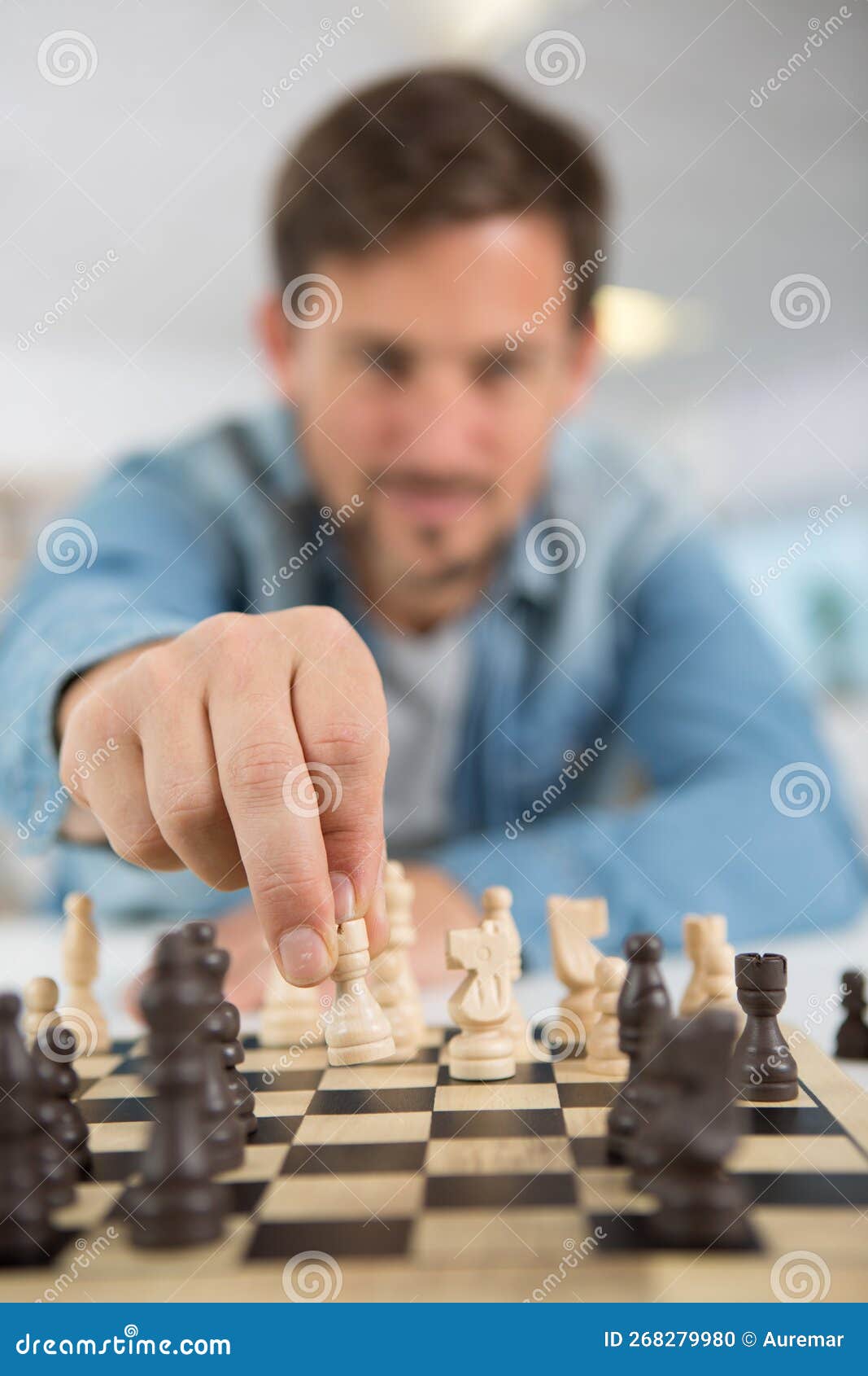 Man is playing chess stock photo. Image of caucasian - 268279980