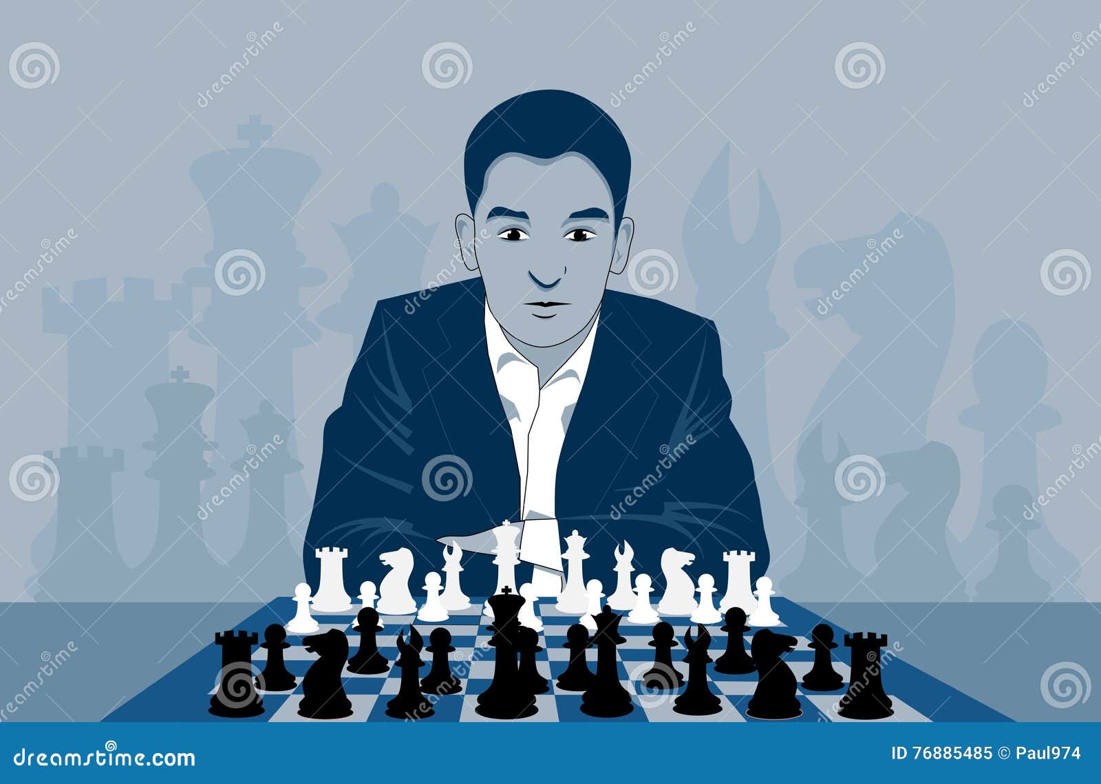 Man playing chess stock vector. Illustration of white - 76885485