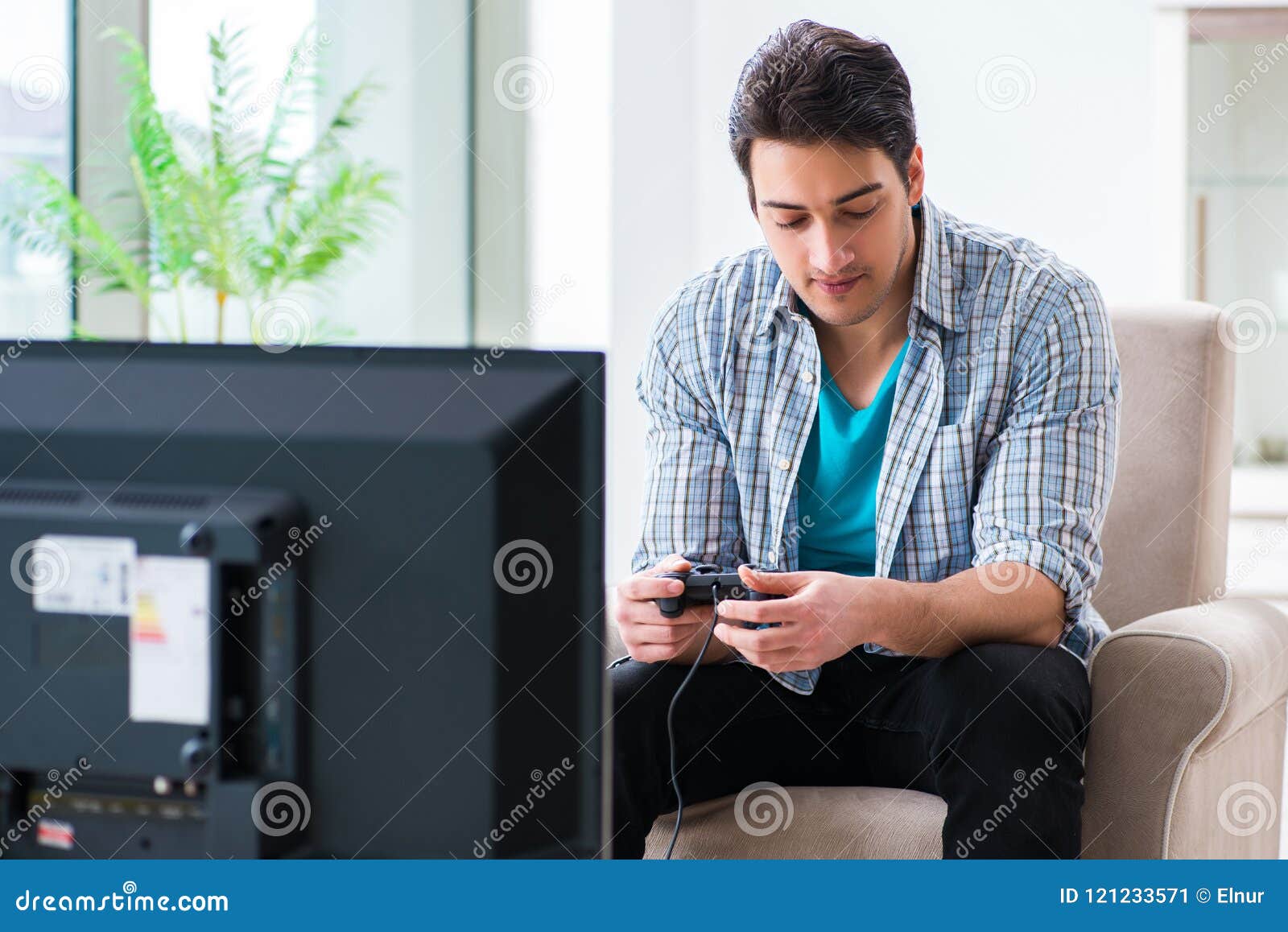 The Man Playing Computer Game at Home Stock Image - Image of addiction ...