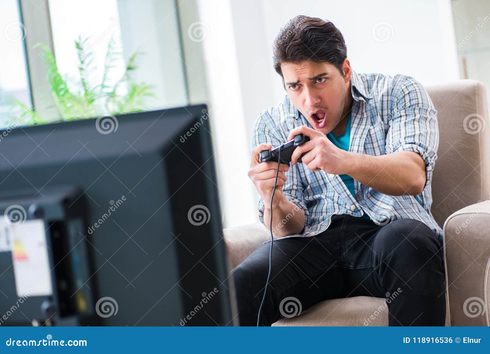 The Man Playing Computer Game at Home Stock Photo - Image of home, game ...