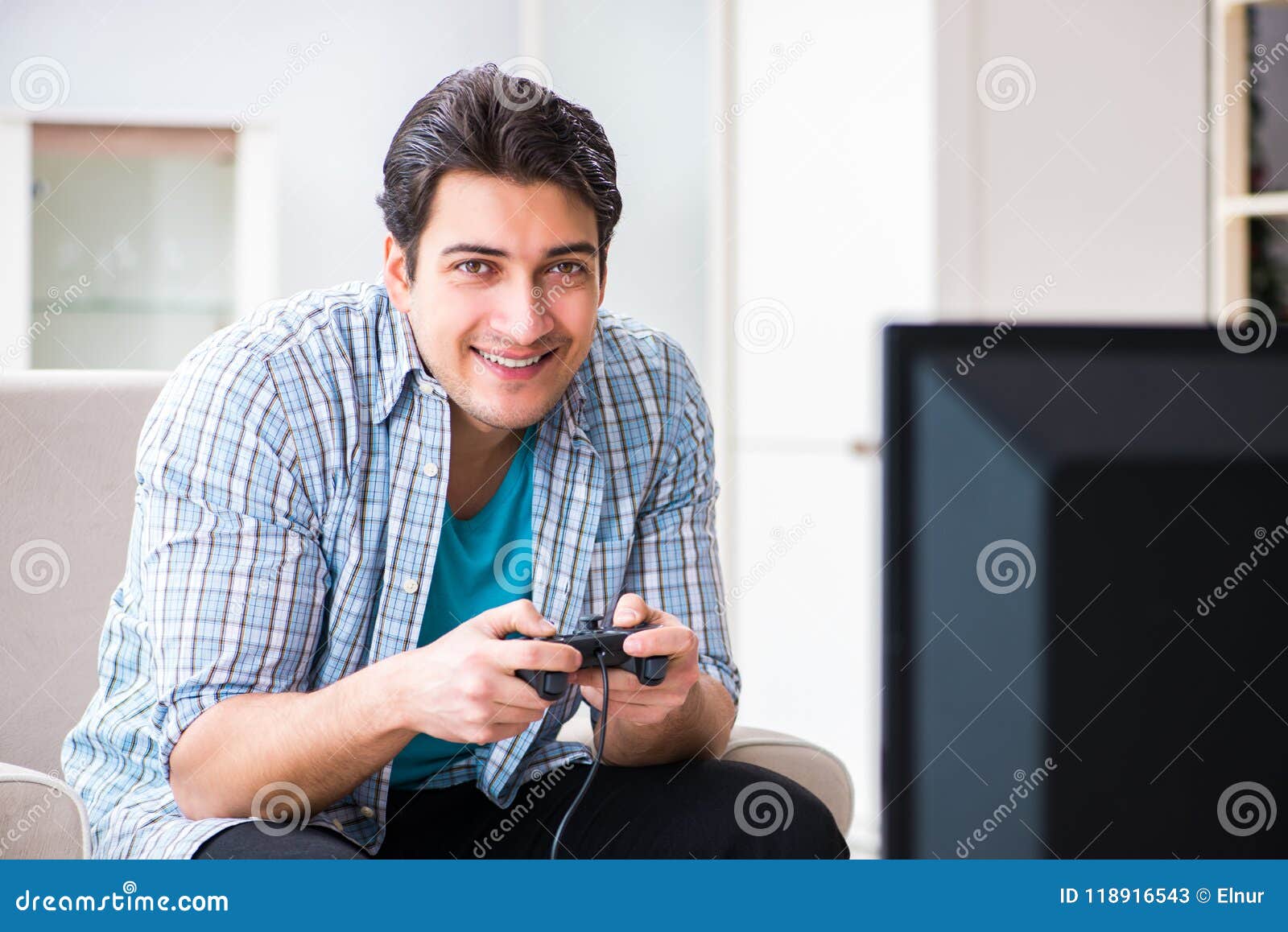The Man Playing Computer Game at Home Stock Image - Image of electronic ...