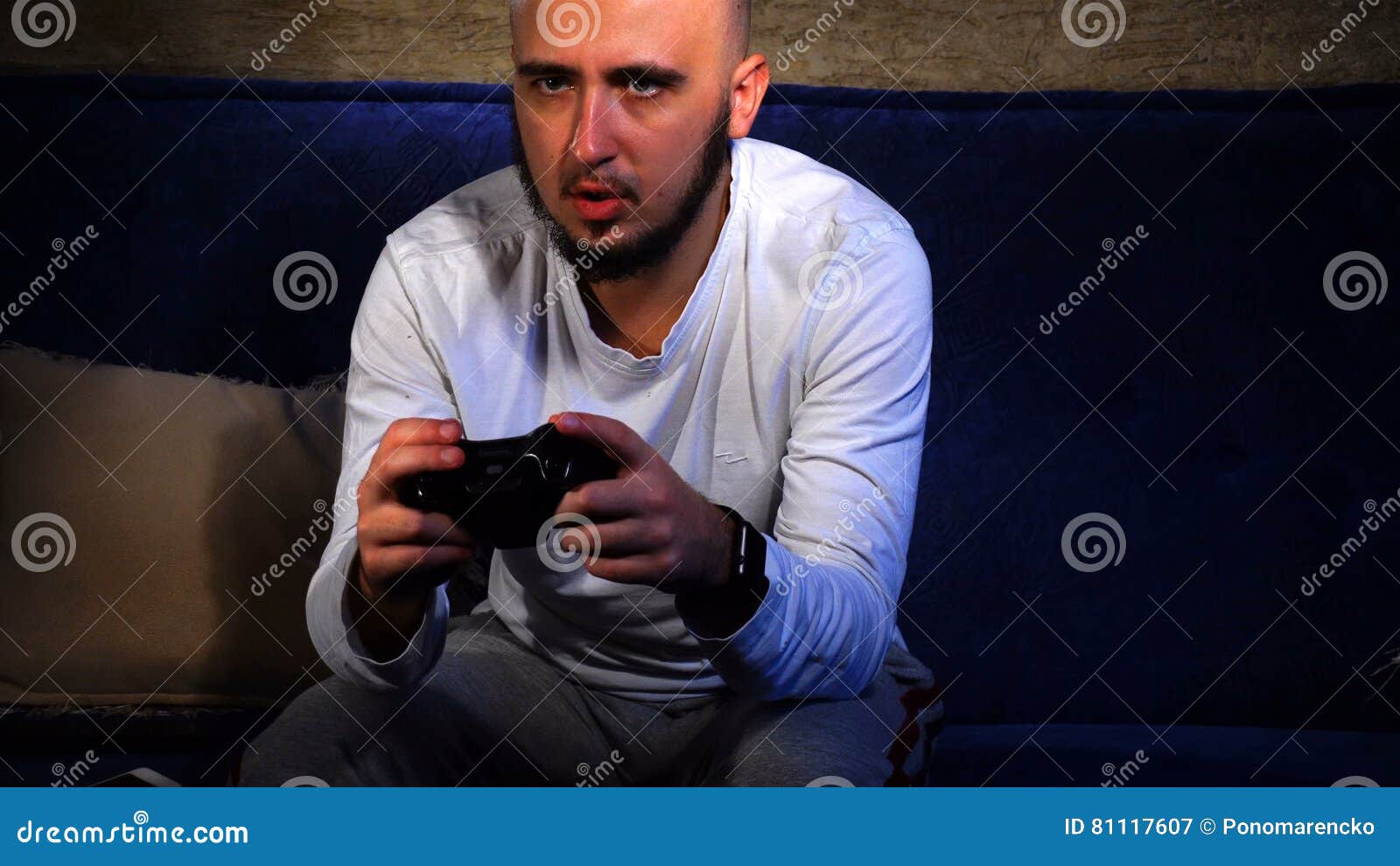 Man Playing Computer Games with Joystick Stock Video - Video of play ...