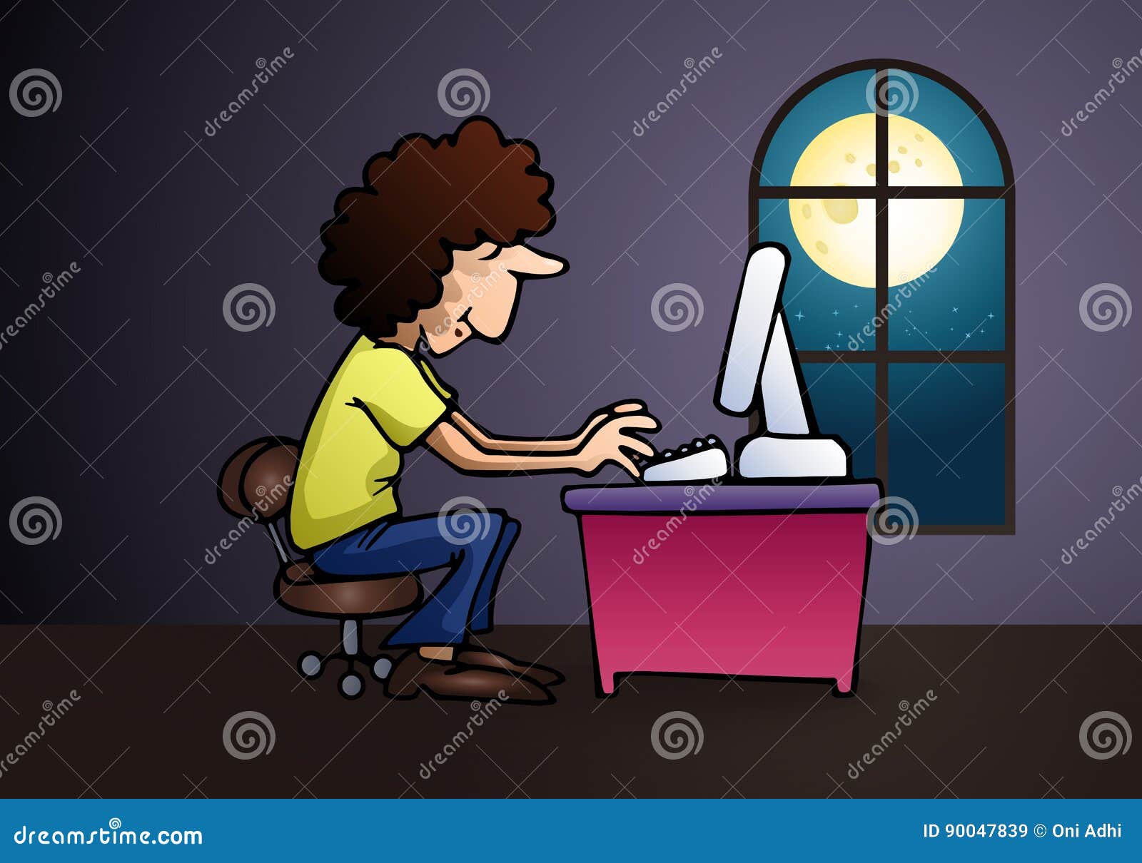 Man playing computer stock illustration. Illustration of online - 90047839