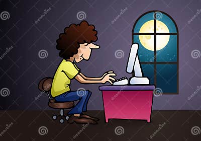Man playing computer stock illustration. Illustration of online - 90047839