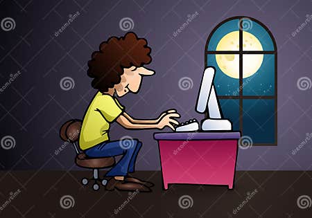 Man playing computer stock illustration. Illustration of online - 90047839