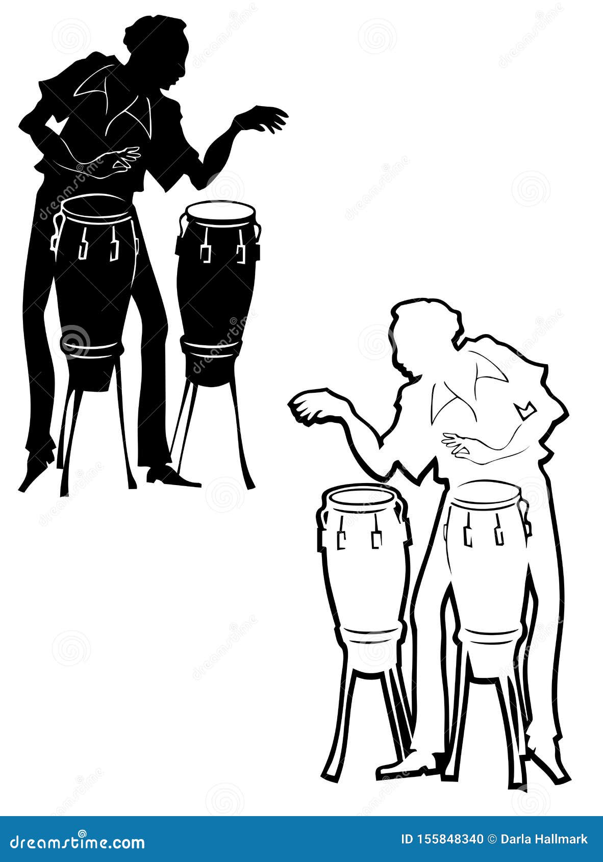 Man playing conga drums stock vector. Illustration of musical - 155848340