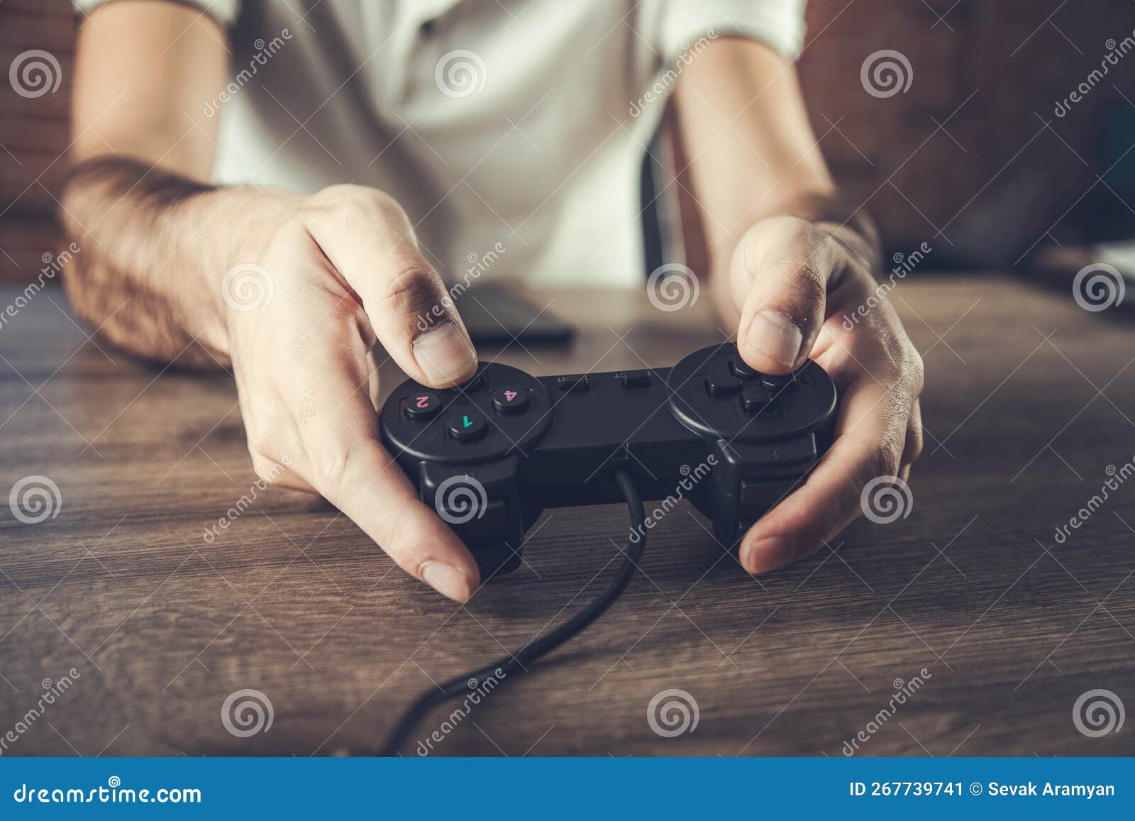 The Man is Playing on the Console Stock Image - Image of hobby, happy ...