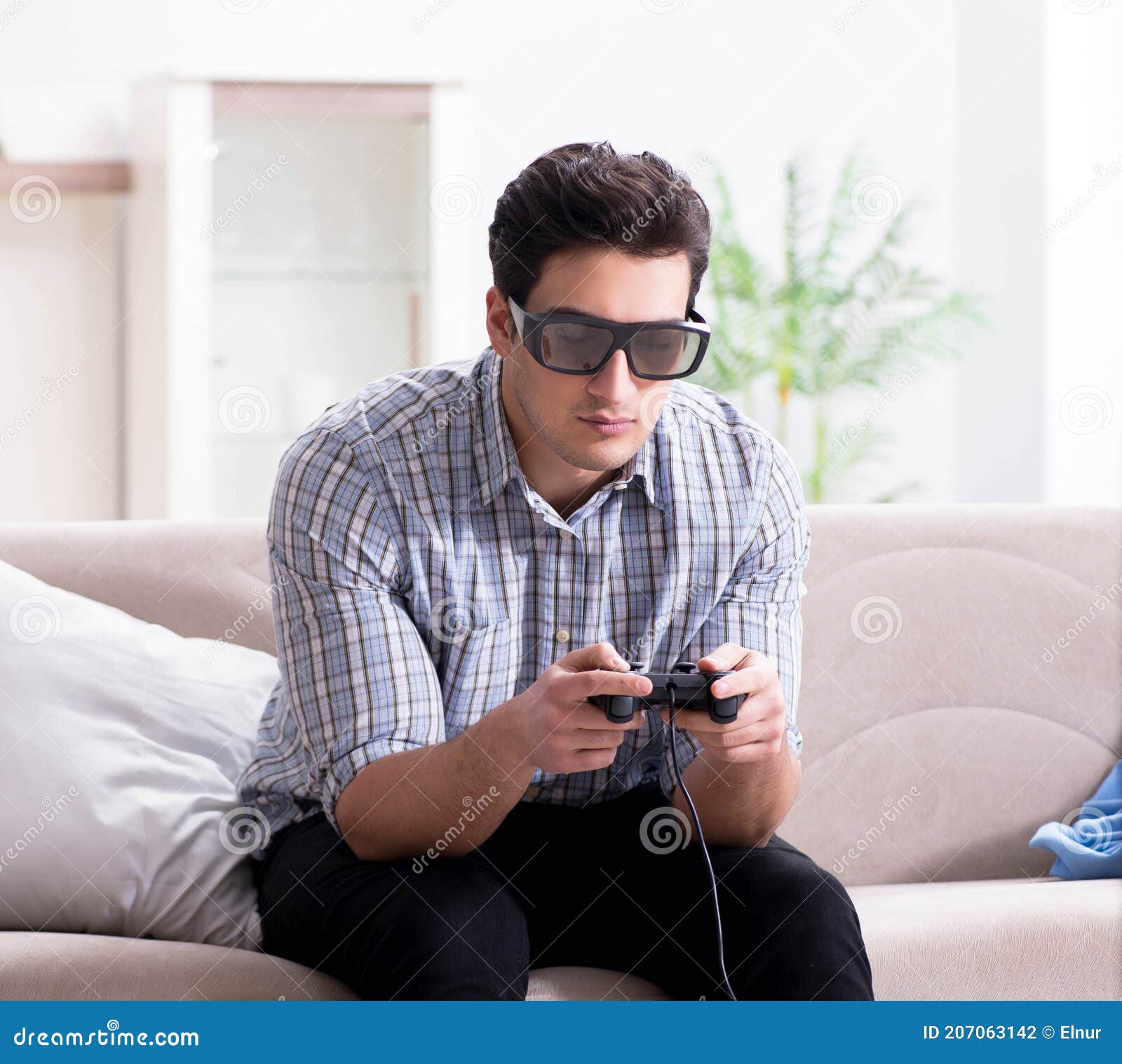 Man Playing 3d Games at Home Stock Photo - Image of addiction, gaming ...