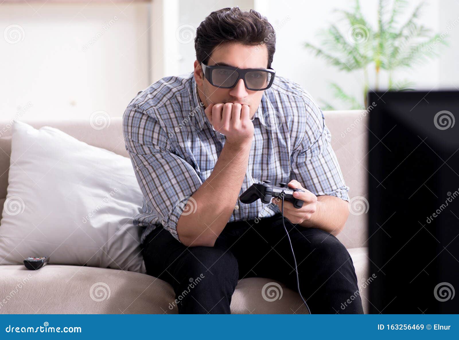 Man Playing 3d Games at Home Stock Image - Image of augmented, control ...
