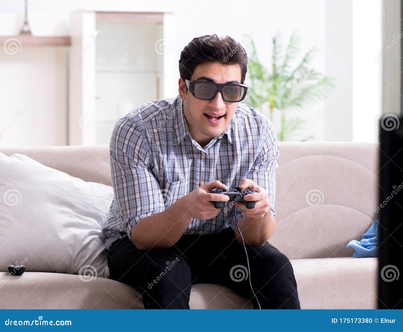 Man Playing 3d Games at Home Stock Photo - Image of entertainment ...