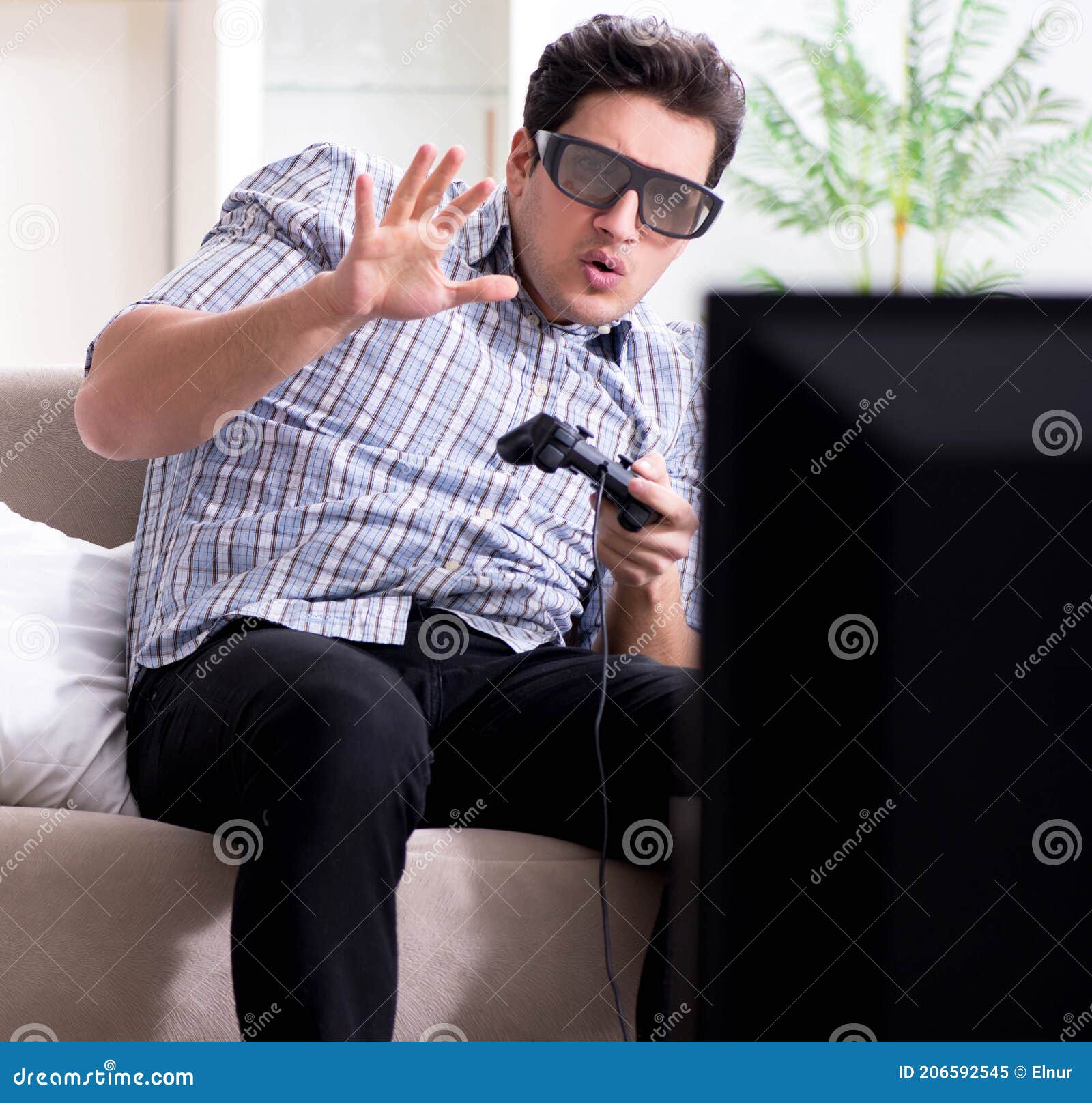 Man Playing 3d Games at Home Stock Image - Image of drive, internet ...