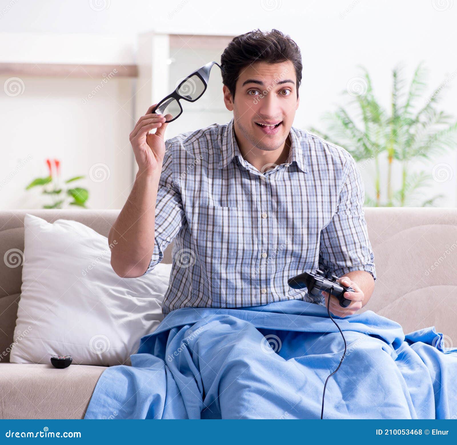Man Playing 3d Games at Home Stock Photo - Image of computer, happy ...