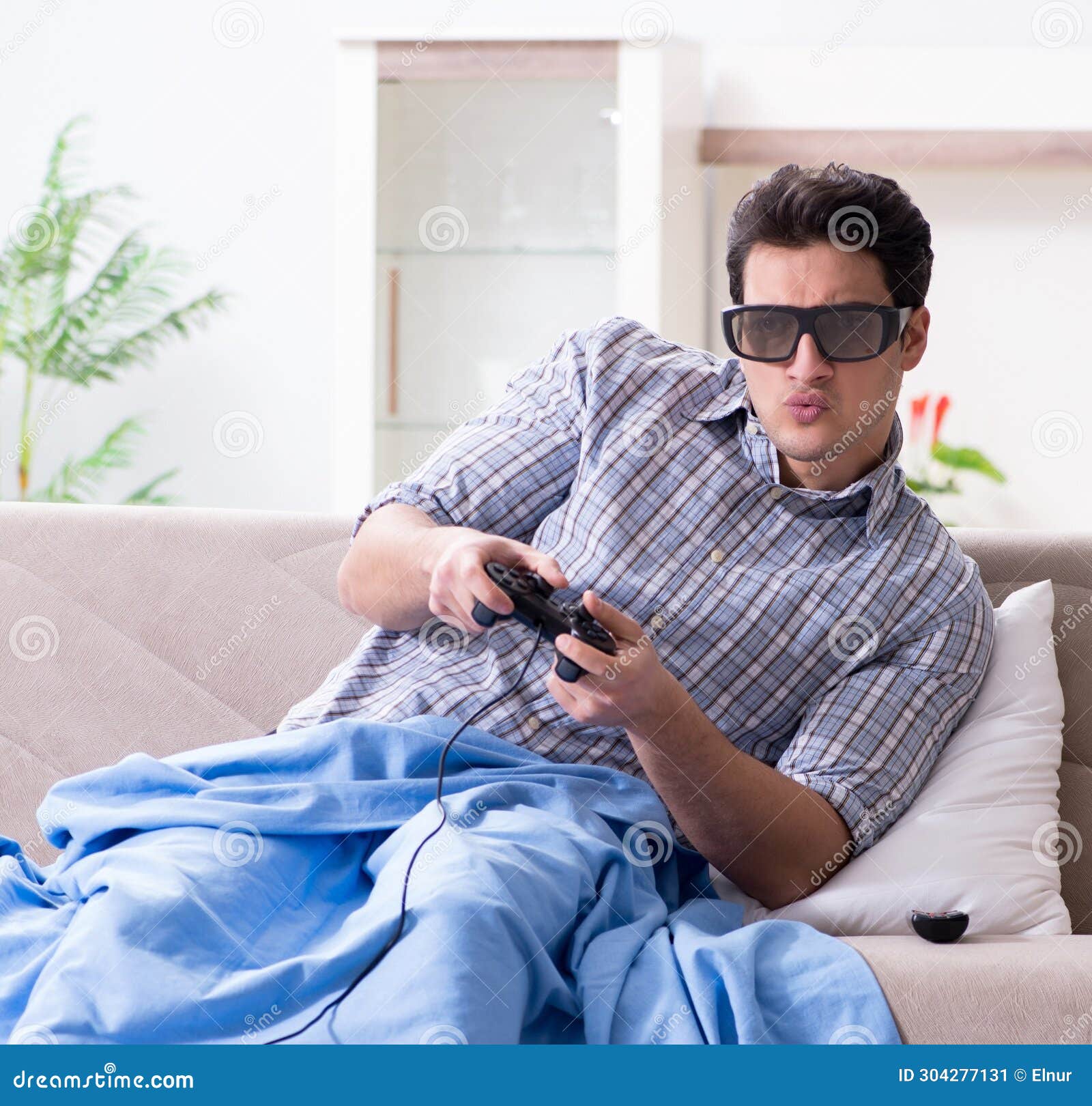 Man Playing 3d Games at Home Stock Image - Image of digital, addicted ...