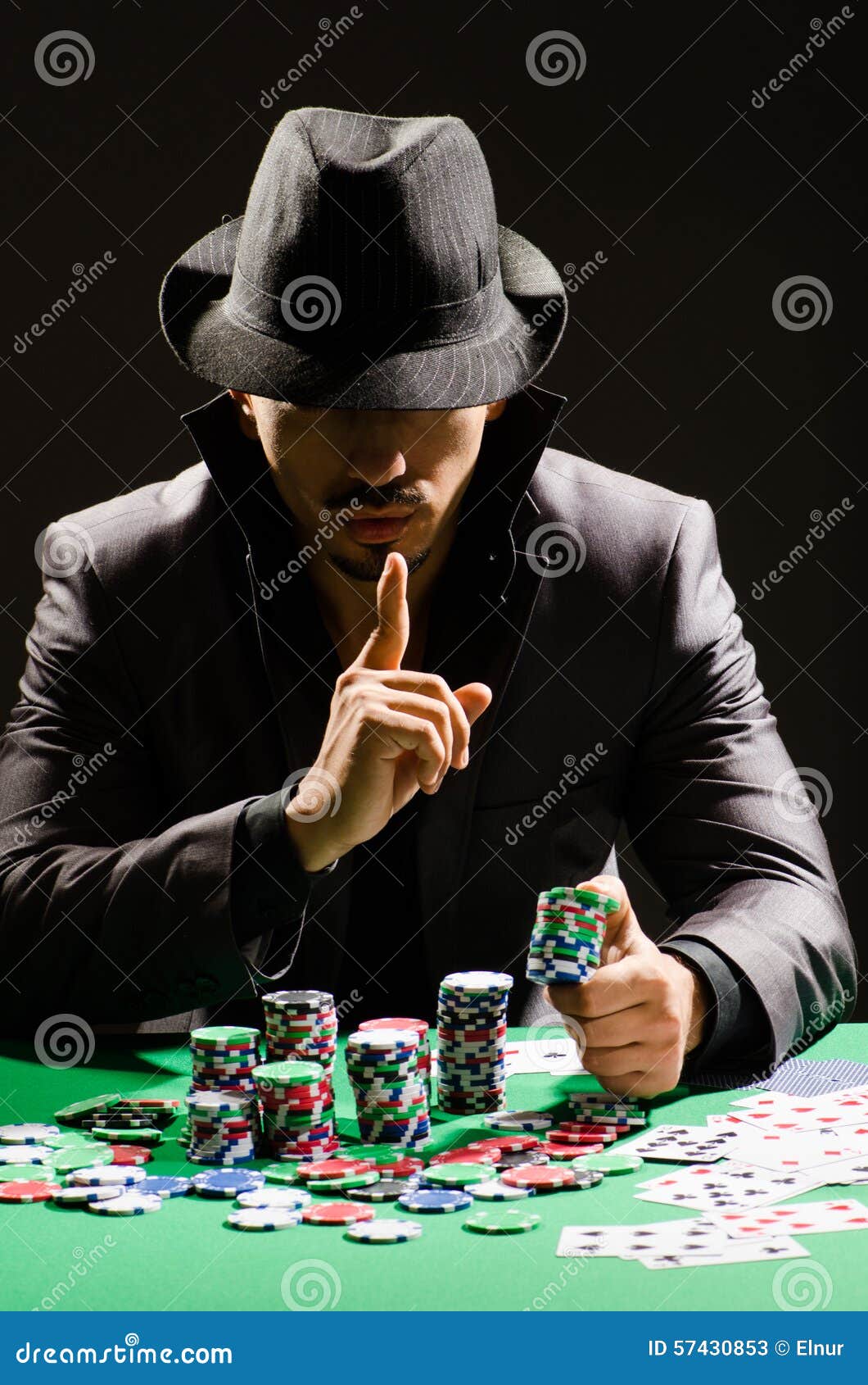 The Man Playing in Dark Casino Stock Image - Image of dealer, player ...