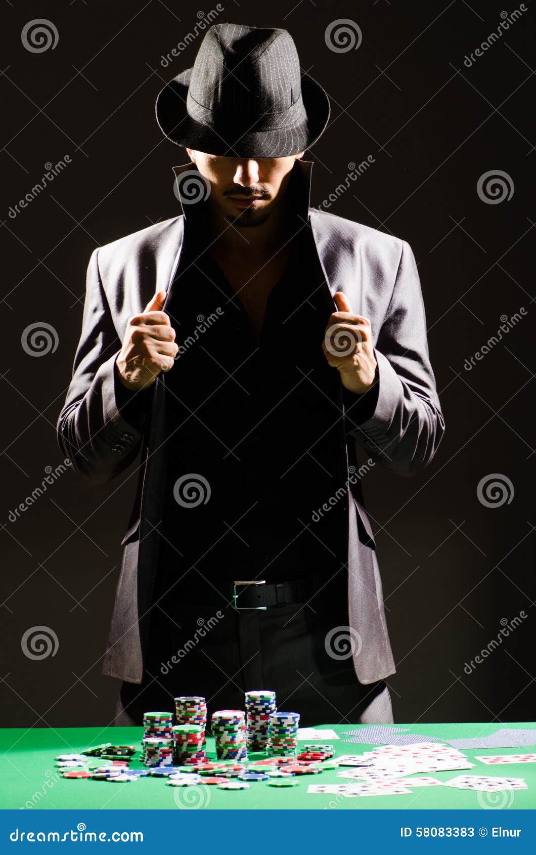 Man playing in dark casino stock image. Image of jack - 58083383