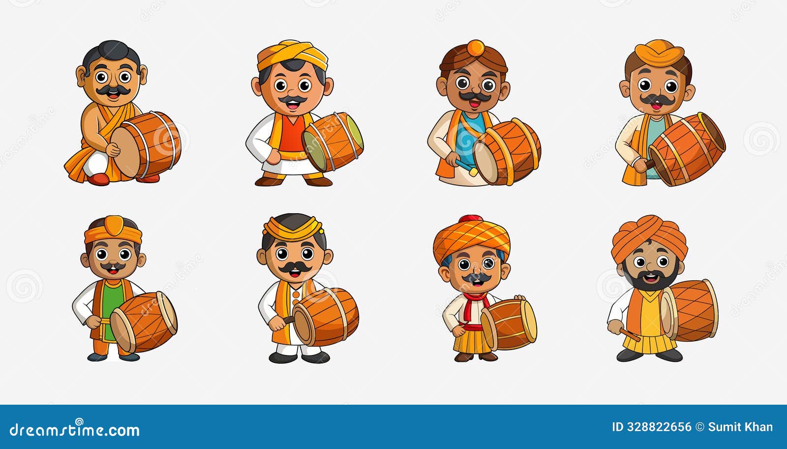 Man Playing Dhol Vector Illustration Printable Graphics Design Stock ...