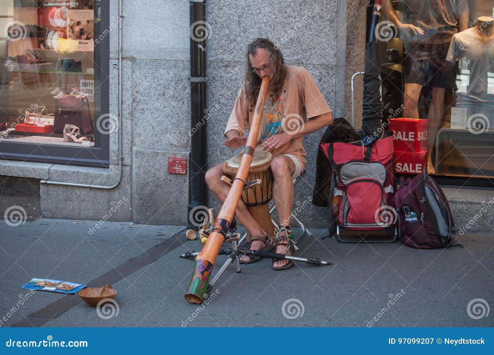 Man Playing with Didgeridoo Editorial Photography - Image of musical ...