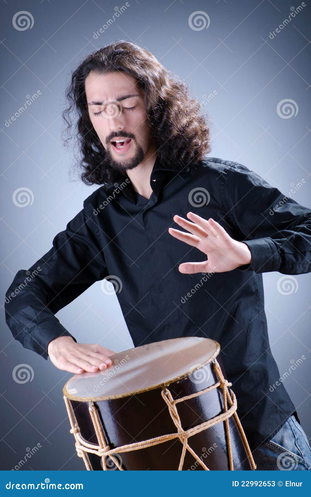 Man playing drum in studio stock image. Image of bang - 22992653