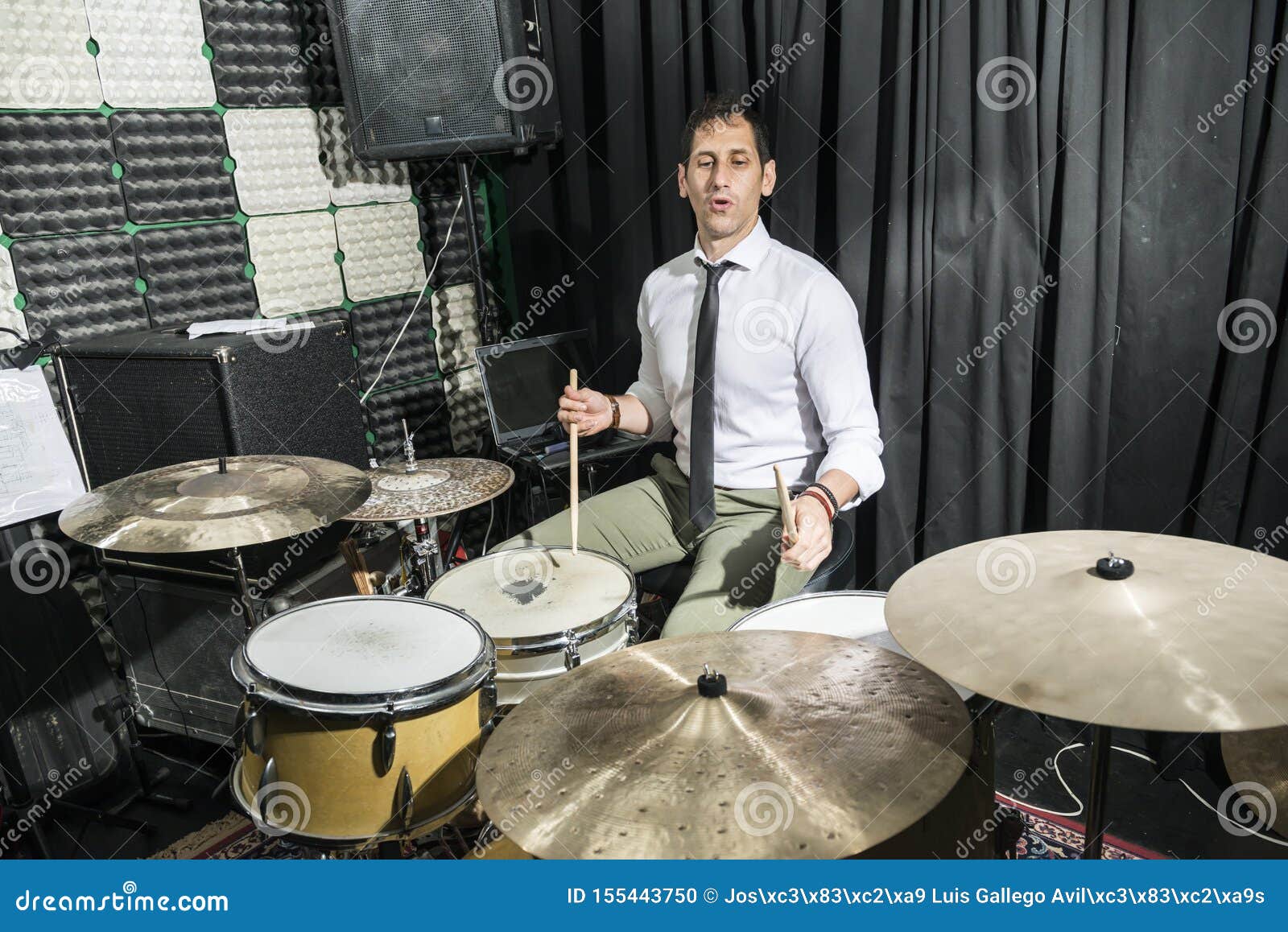Man playing the drums stock photo. Image of live, instrument - 155443750