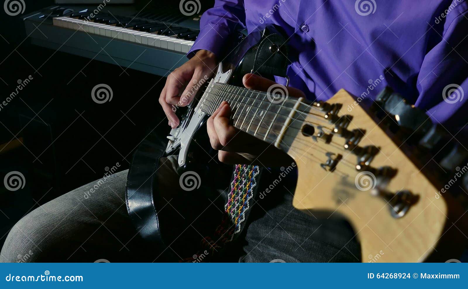 Man Playing the Electric Guitar Recording Studio Stock Footage - Video ...