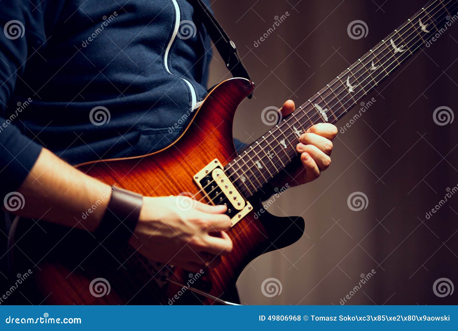 A Man is Playing Electric Guitar Stock Photo - Image of music, musical ...