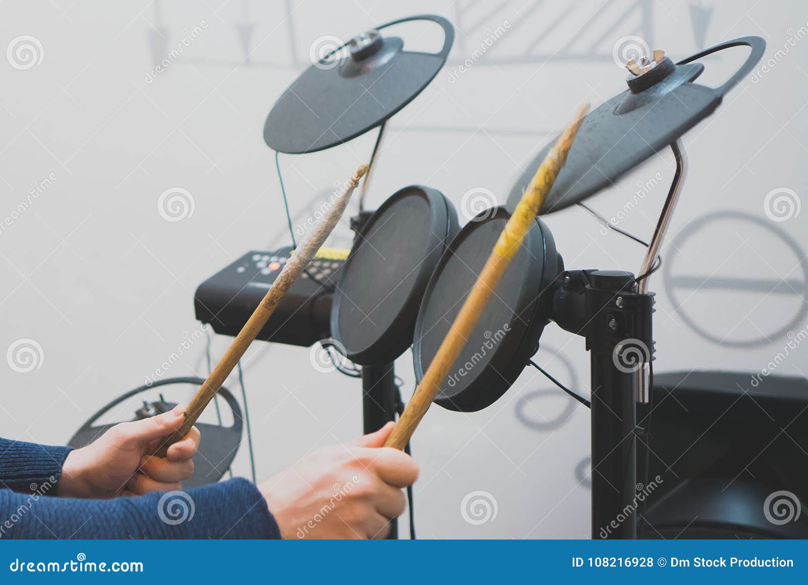 Man playing drums. stock photo. Image of cymbals, drums - 108216928