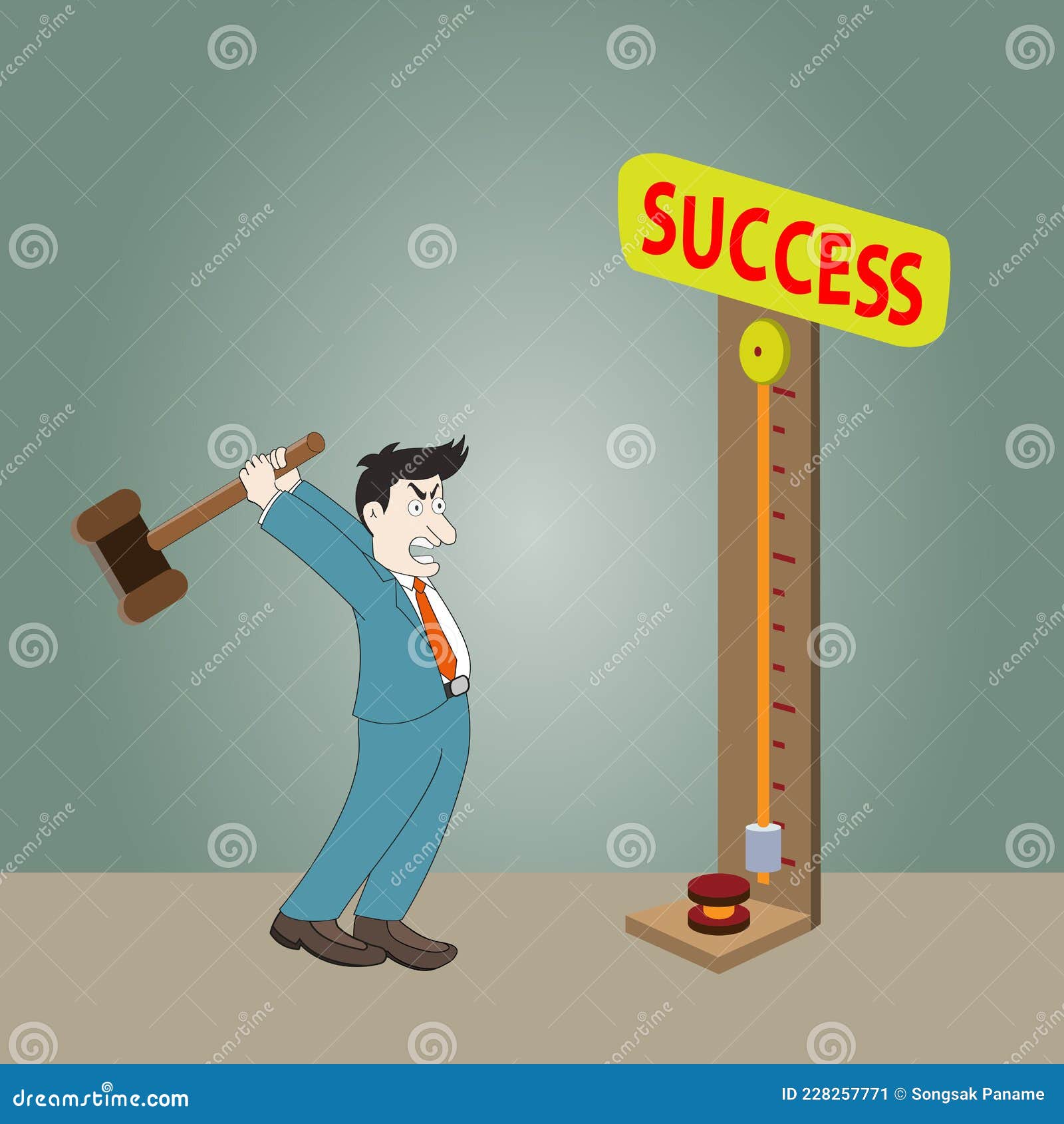 A Man Playing Fair Strength Test Game Stock Illustration - Illustration ...