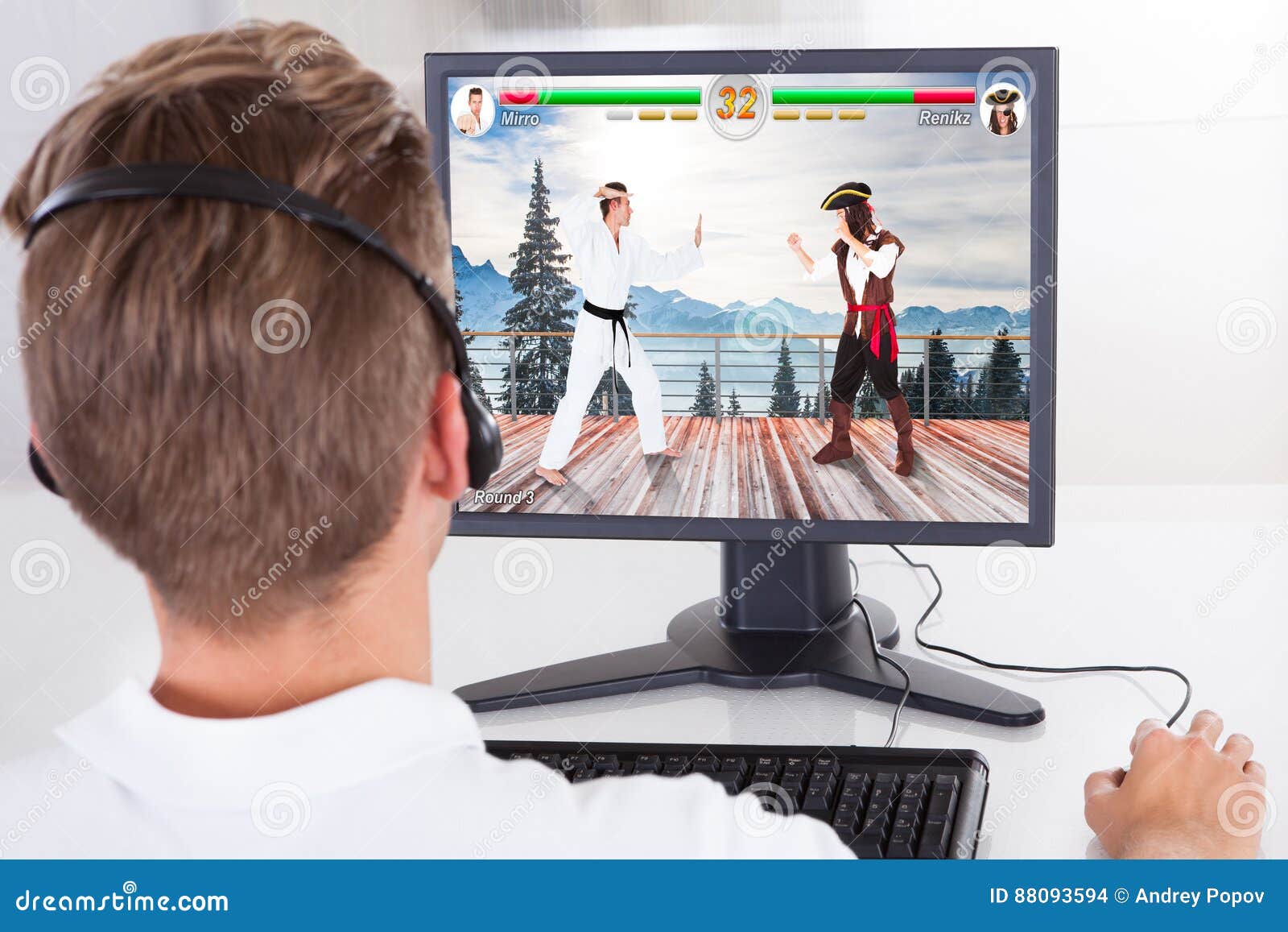 A Fighting Game, Retro Computer Games Level. 8-bit Pixel Art Video Game ...