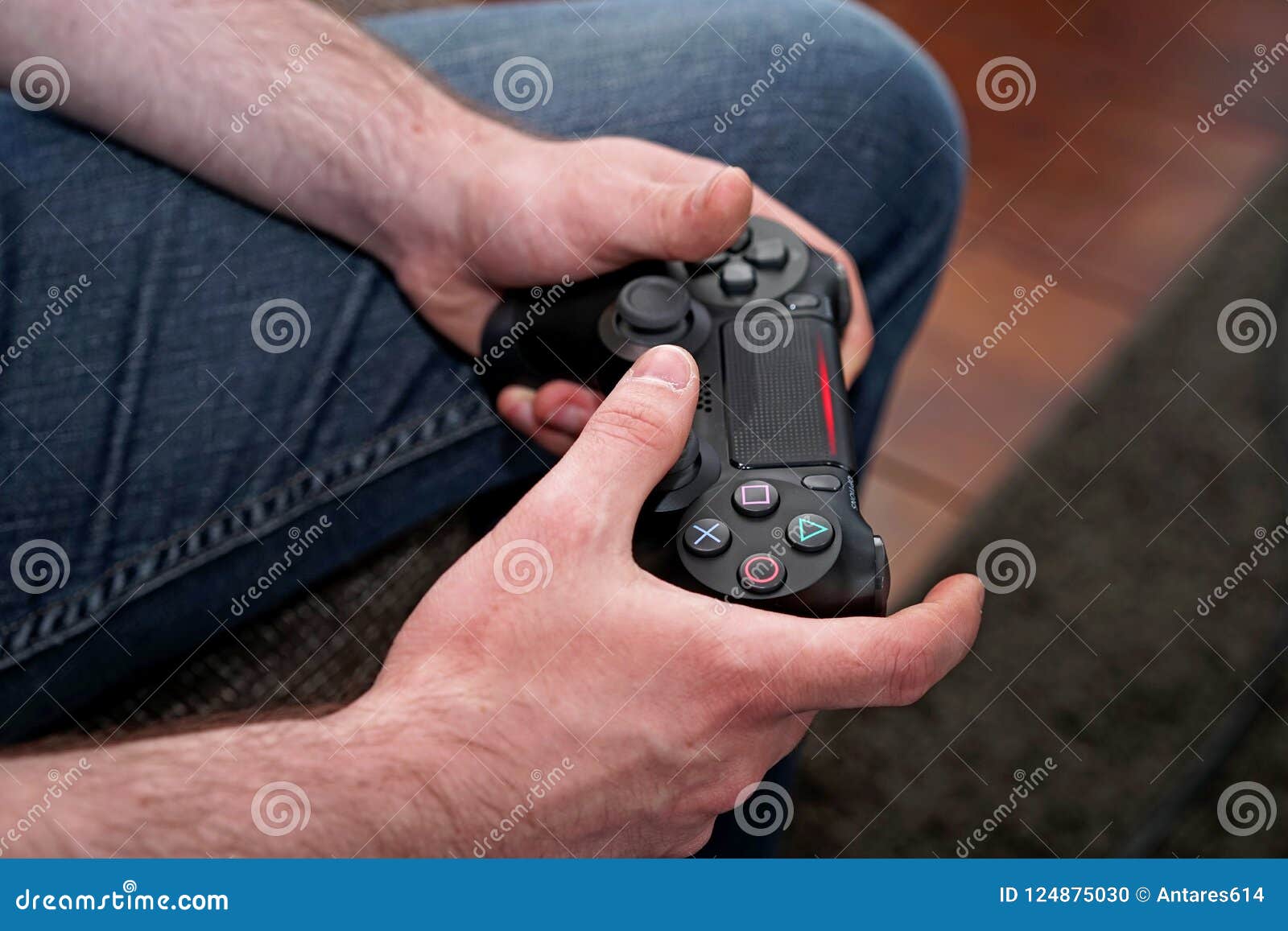 Man Playing, Focus on Game Controller Stock Photo - Image of video ...