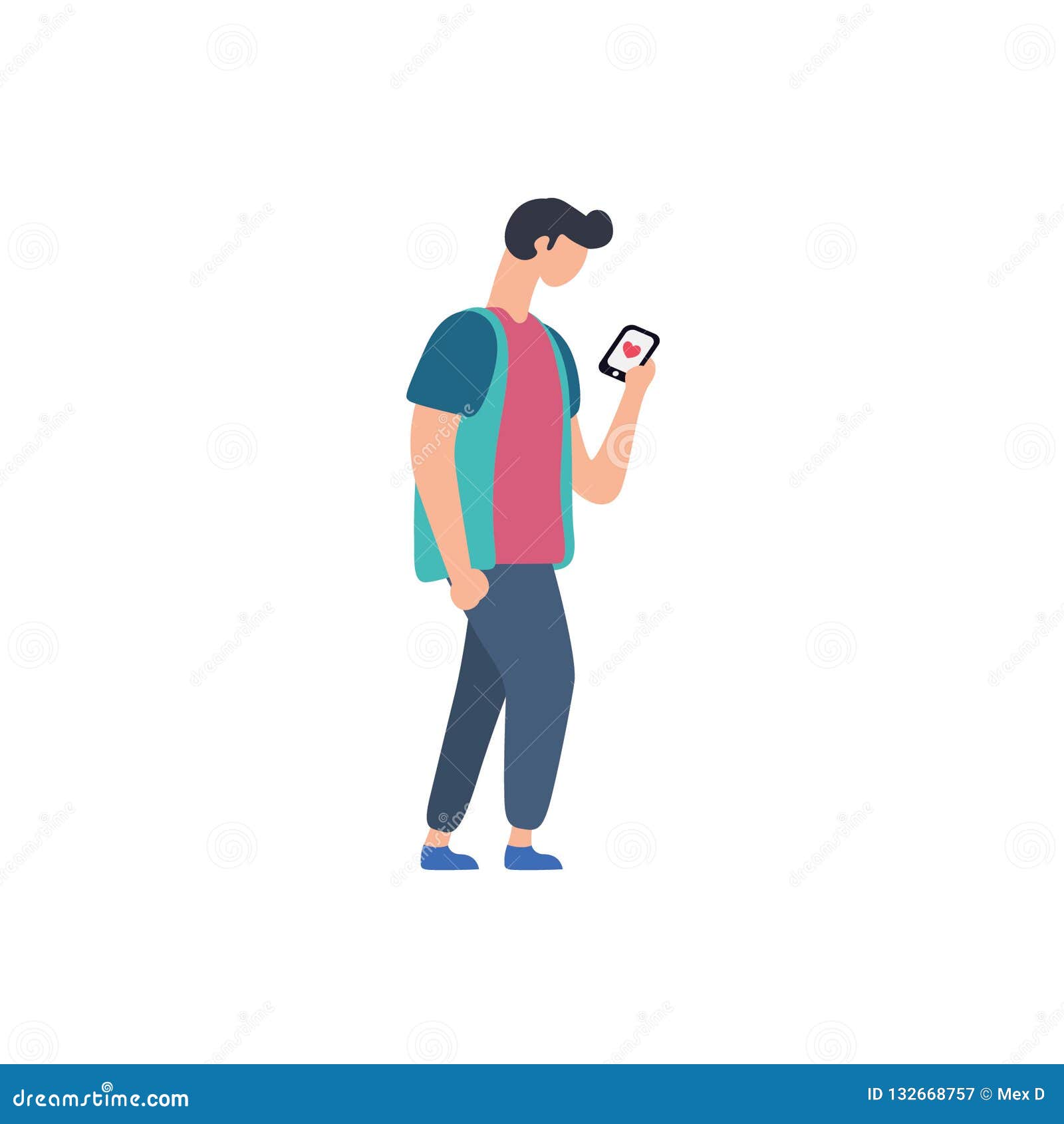 Man is Playing Gadget Flat Design Stock Vector - Illustration of ...