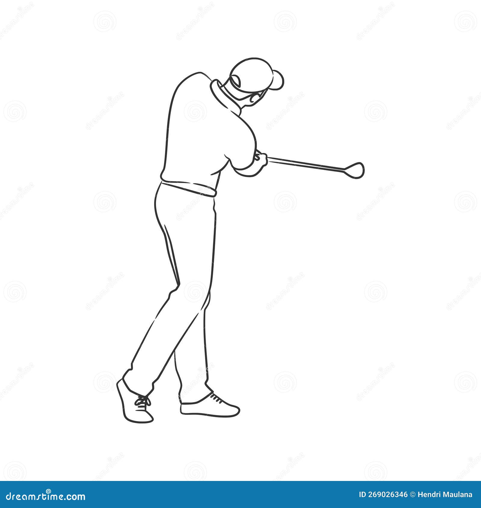 Man Playing Golf Line Art Illustration Stock Vector - Illustration of ...