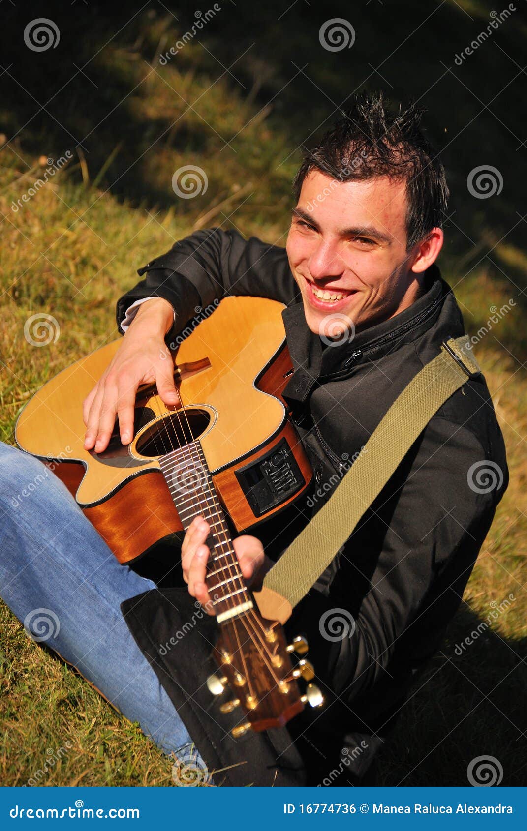 Man playing guitar stock photo. Image of handsome, nature - 16774736