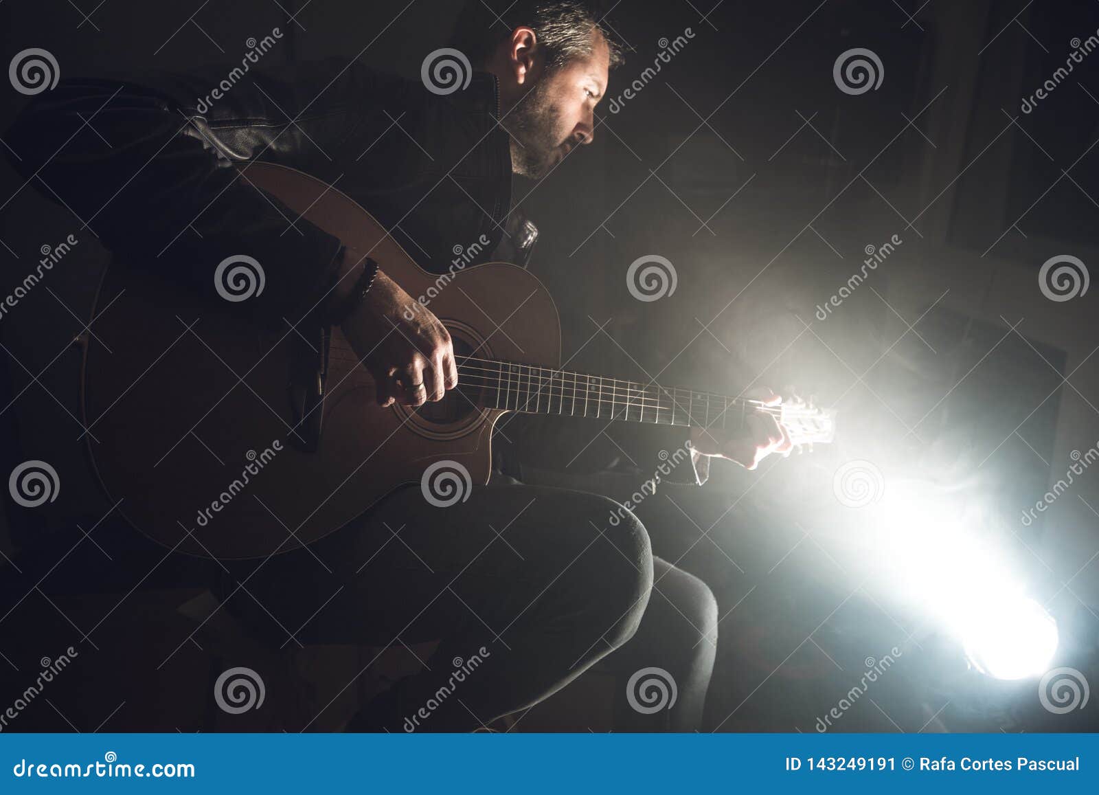 Man Playing Guitar. Guitarist on Stage Stock Image - Image of concert ...
